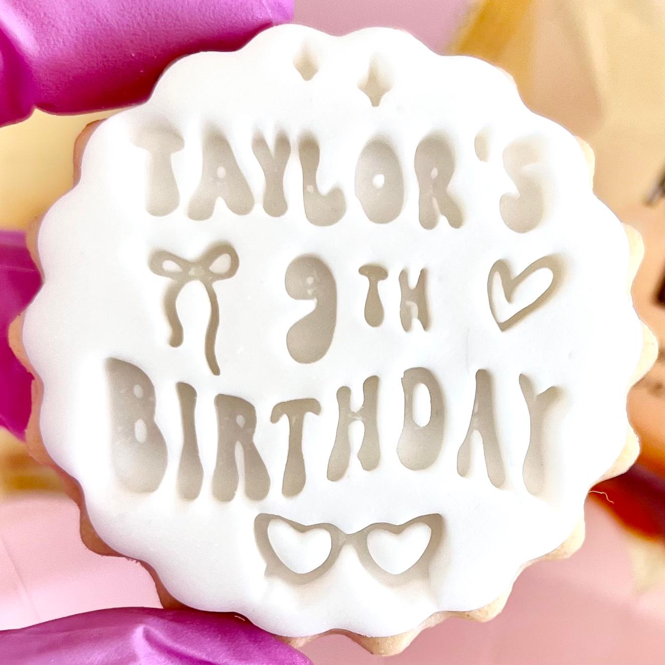 CUSTOMISED STAMP - NAME AGE BIRTHDAY SWIFTIE DESIGN – Bake Box Boutique