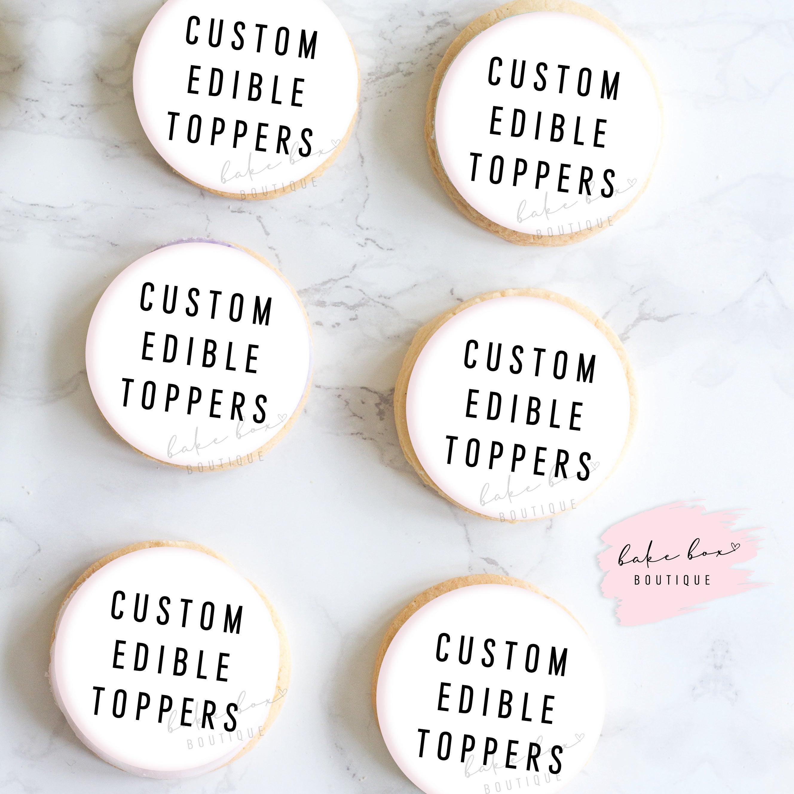 EDIBLE TOPPERS - CUSTOMISED - PACK OF 12 – Bake Box Boutique