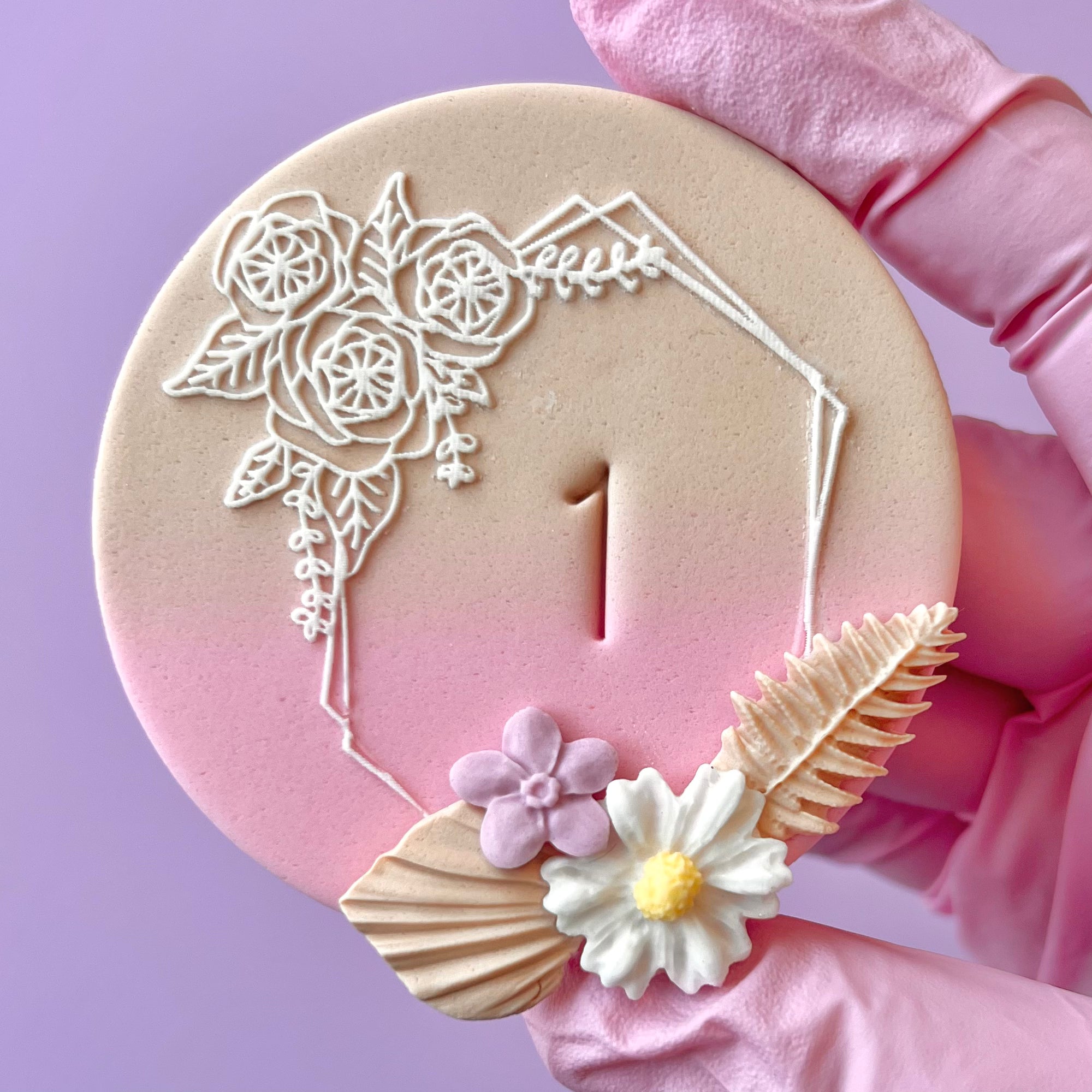 FLORAL HEXAGON - RAISED EMBOSSER – Bake Box Boutique